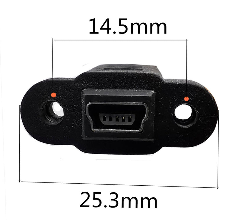 Mini USB B 5 Pin Male to Female Socket Panel Mount Extension Cable 0.3